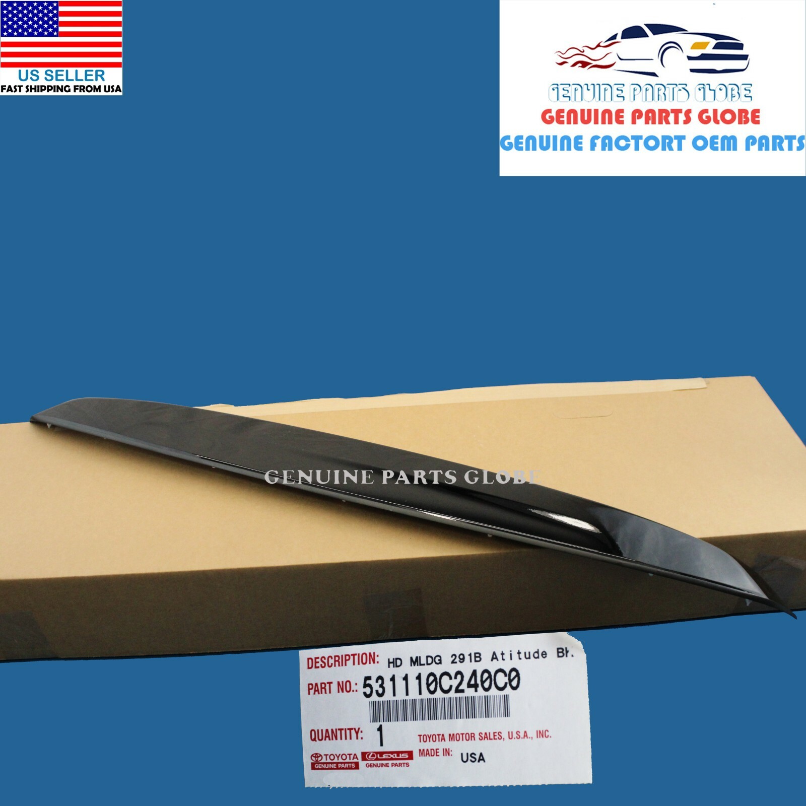 GENUINE TOYOTA 18-22 SEQUOIA BLACK FRONT HOOD LIP BULGE MOLDING 53111 ...
