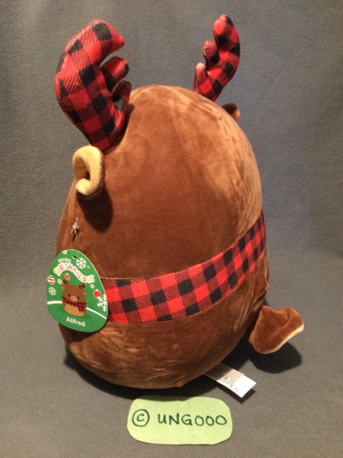 12” Alfred Moose Squishmallow Plush Toy Red Plaid Scarf Winter Holiday ...