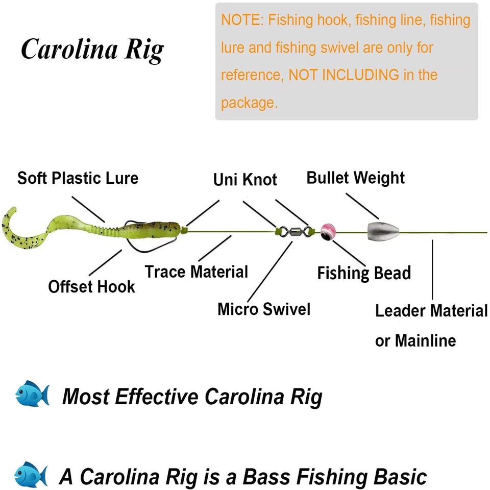 64PC Worm Fishing Sinker Weights Kit Bullet Lead Fish Weights Carolina ...