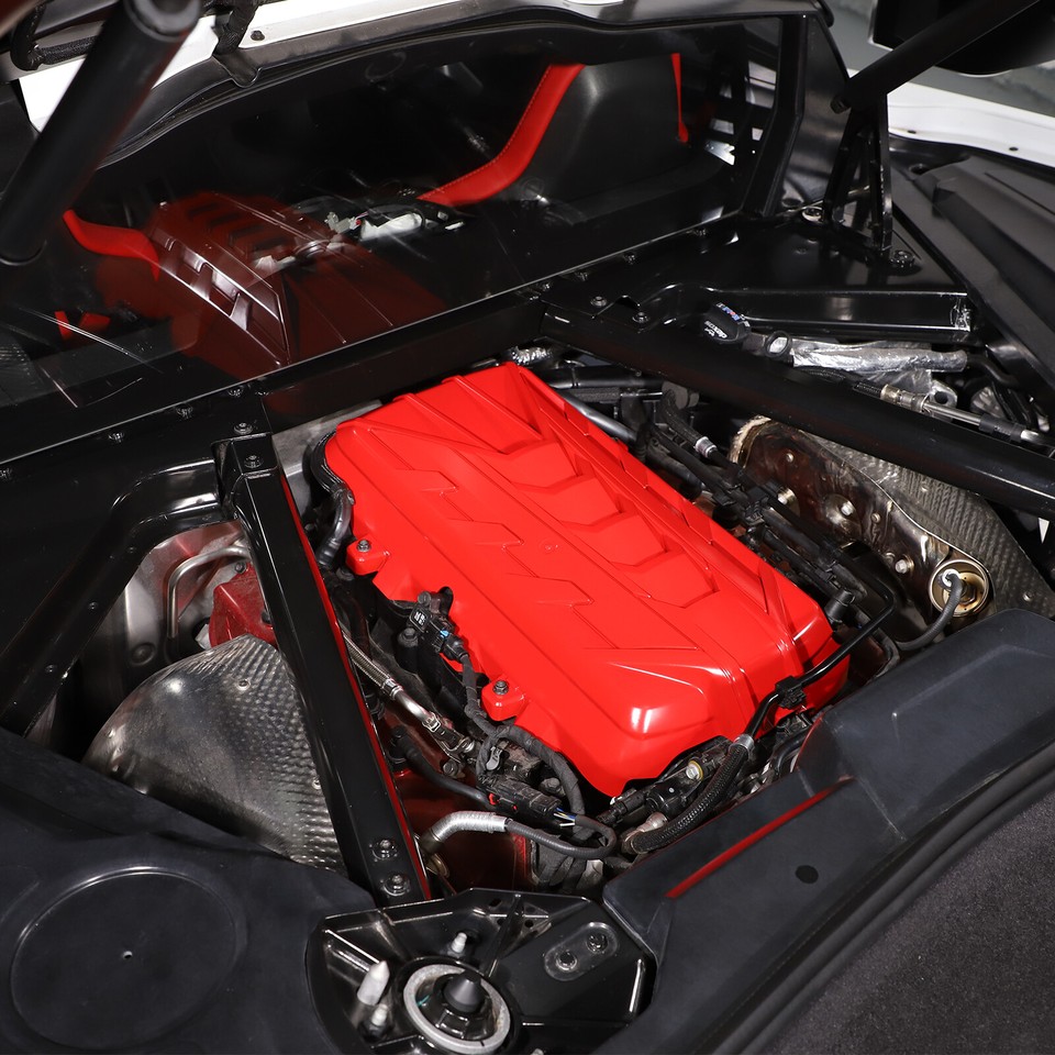 ABS Red Engine Cover Lid Replace Part Fits Corvette Coupe C8 2020-2026 ...