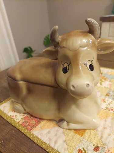 Otagiri Brown Cow Cookie Jar Vintage Rare 1981 Ceramic Japan Farmhouse ...