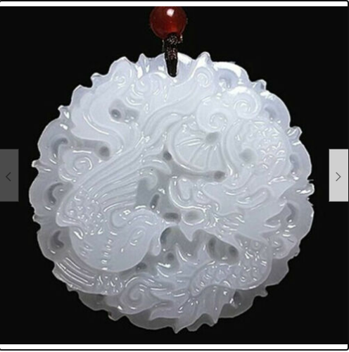 Natural White Jade Dragon phoenix Pendant Necklace Charm Jewelry Lucky ...