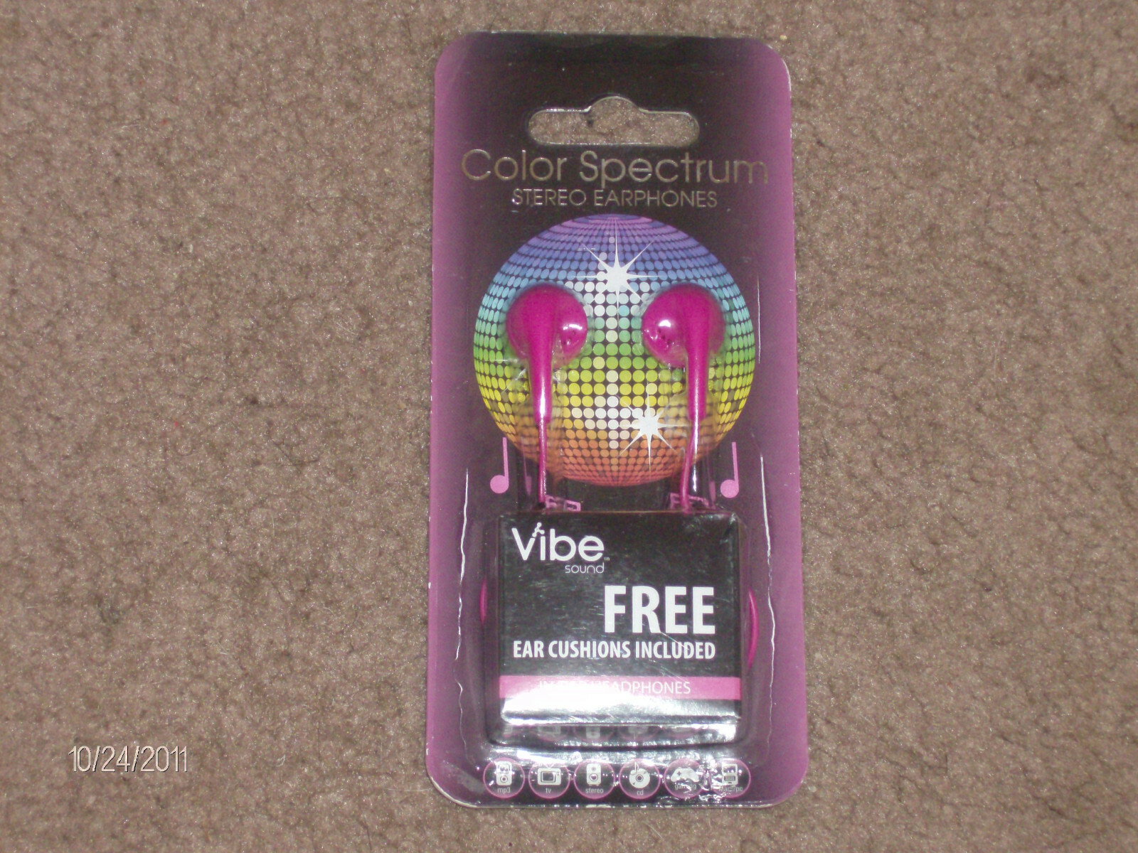 VIBE Color Spectrum Stereo headphone! Brand NEW, Still Sealed! 3.5 mm ...