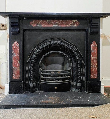 Victorian Slate Fireplace Surround & Living Flame Gas Fire | eBay UK