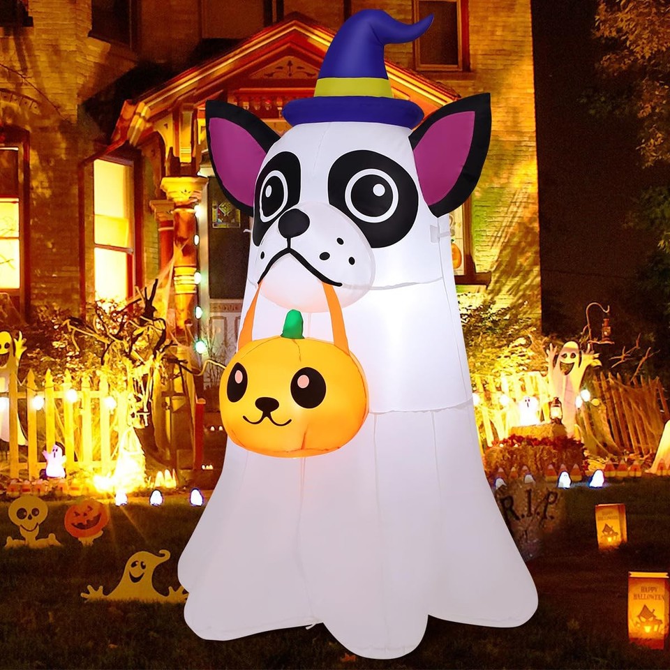 GOOSH 5FT Halloween Inflatables Dog Outdoor Decoration Blow Up Yard ...