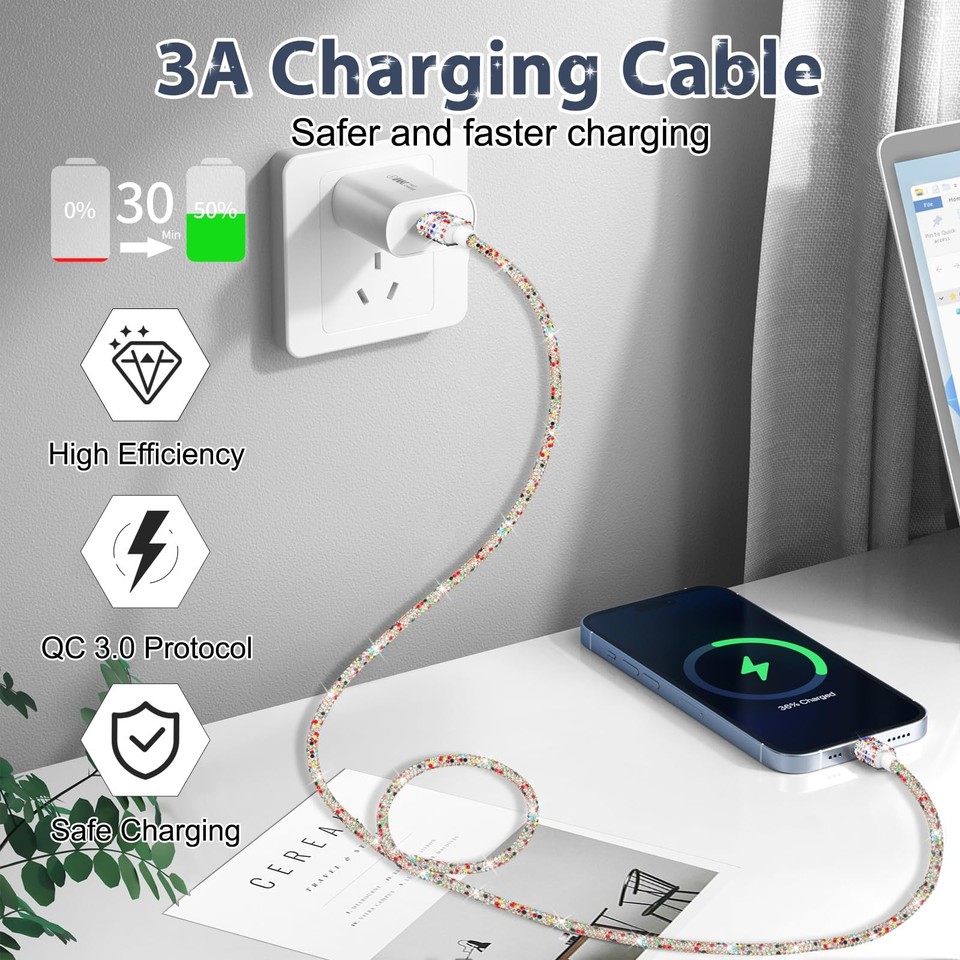 for iPhone Charger Cord 4FT [MFi Certified] Fast Charger Cable Cute ...