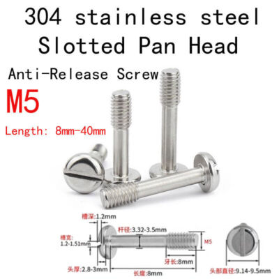 M5 SUS304 Steel Slotted Pan Head Screws Half Thread Male Bolt Anti ...