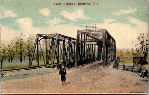 Antique Postcard Bluffton Indiana Twin Bridges IN to Portland IND | eBay