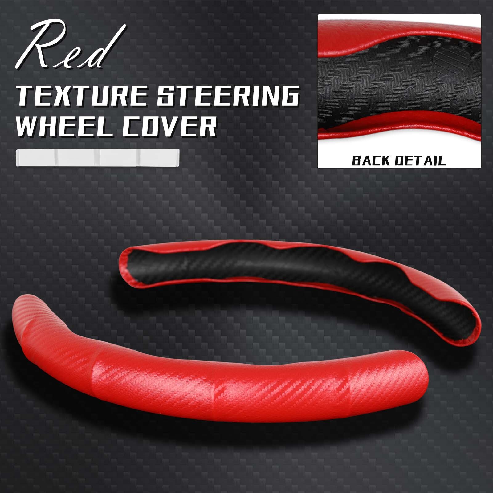 2x 15" Carbon Red Leather Car Steering Wheel Booster Anti-slip Cover ...