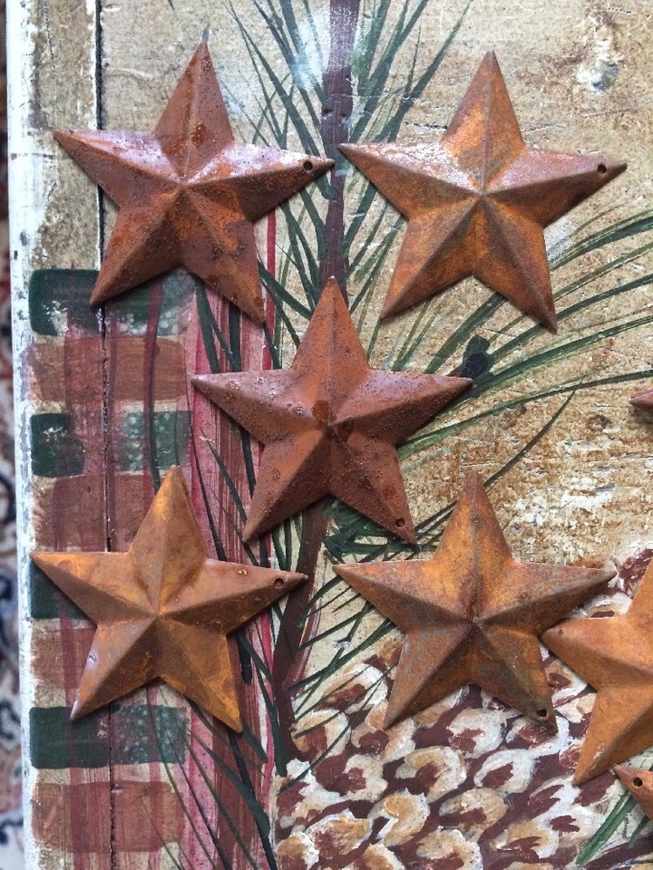 24 Rusty Barn Stars Star 2D Dimensional Tin 2.25" Wide w/Hole Primitive ...