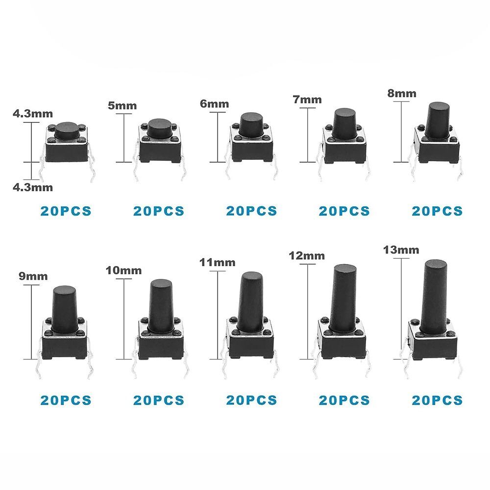 200Pcs Mini Micro Momentary Switch 6x6 mm Touch Switch Electronic ...