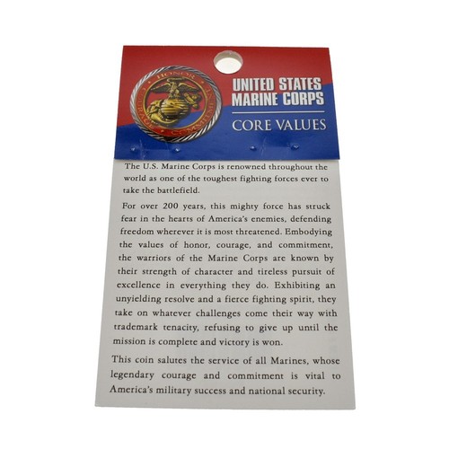 U S Marine Corps Challenge Coin Core Values USMC Cutout 3D Unit Emblem ...