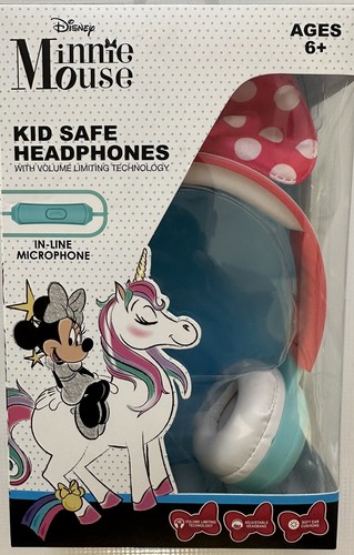 Disney Minnie Mouse Kid Safe Headphones In-Line Microphone New ...