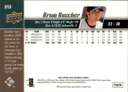 2010 Upper Deck Brian Buscher #313 Minnesota Twins | eBay