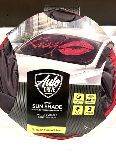 Windshield Sun Shade Auto Drive Universal Two Counts Kiss Lips 28.5"x ...