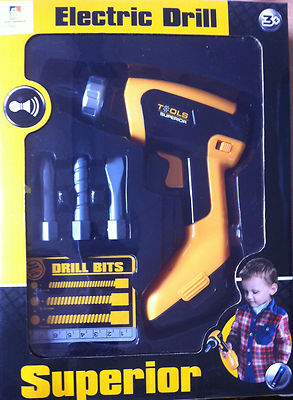 Junior Tool Set-Kids Children Drill Set w/ 3 Bits Play Gift Battery ...