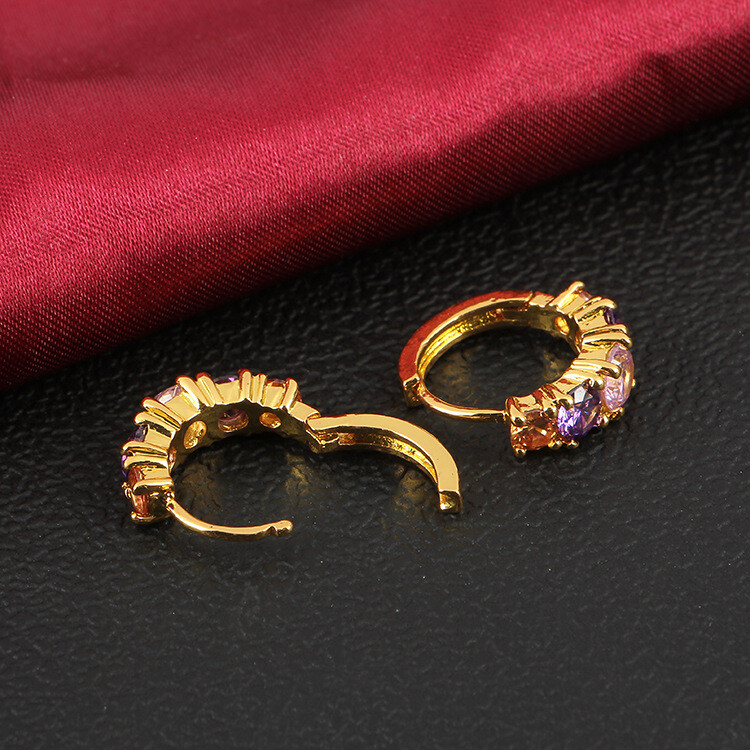 Women Elegant Crystal Rhinestone Ear Stud Colourful Earrings Fashion ...