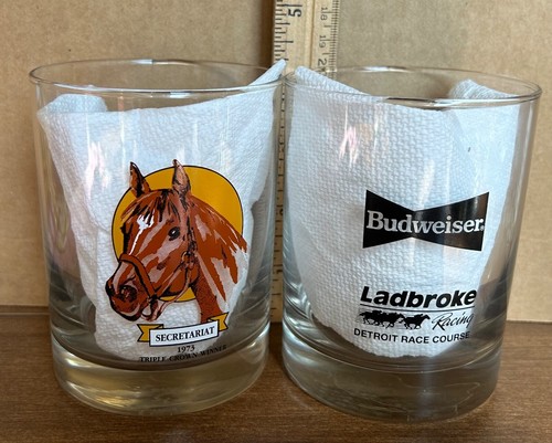 Budweiser Ladbroke DRC Racing Glasses SECRETARIAT & SEATTLE SLEW | eBay