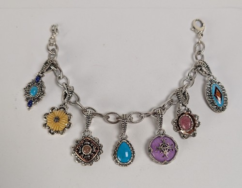 Carolyn Pollack Relios Sterling Silver Bejeweled Enhancer 7 Charm ...