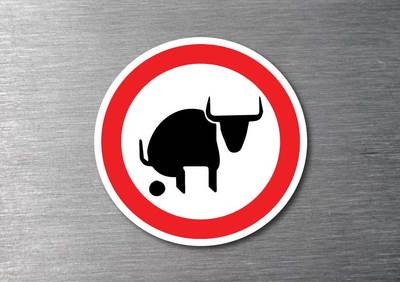 Bull shit icon Sticker 100mm quality vinyl water & fade proof car funny ...