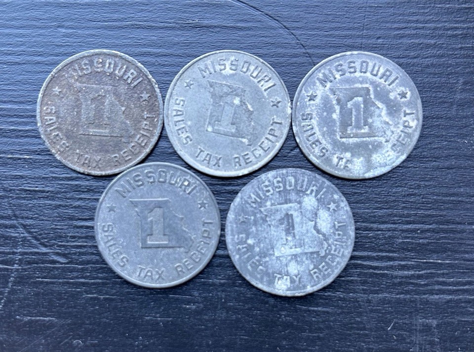 Lot Of 5 Vintage Missouri Sales Tax Receipt Metal Coins Tokens | eBay