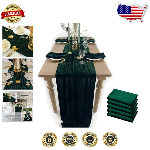 Luxurious Emerald Green Velvet Table Runner Set of 5, 20x120 Inches ...