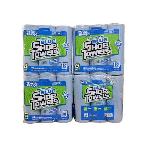 ToolBox Blue Shop Towels, (4) 6 pack 24 ROLLS TOTAL SELLARS 54416 | eBay