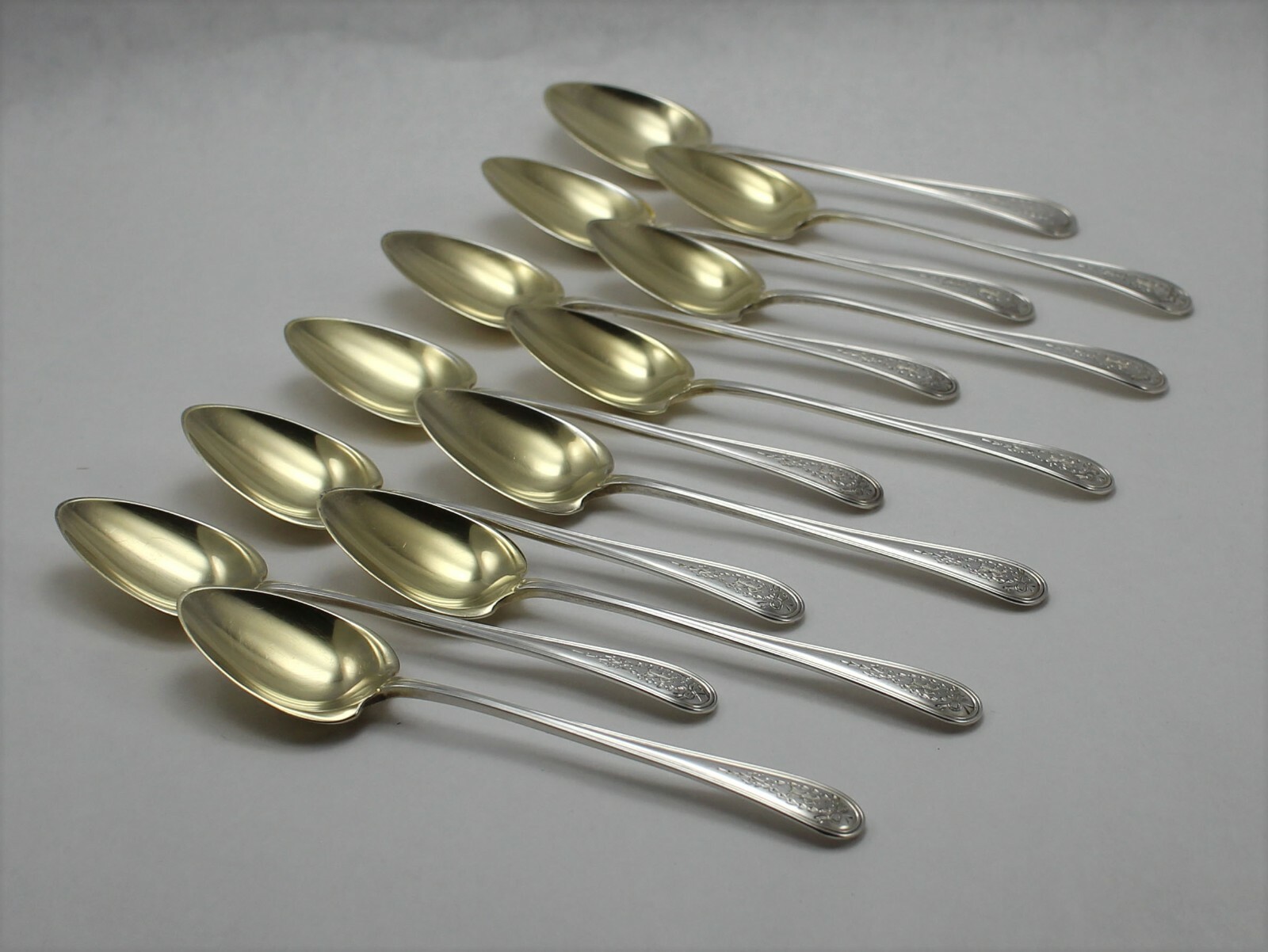 Gorham Hamilton Engraved Sterling Silver Ice Cream Spoons - Set of 12 ...