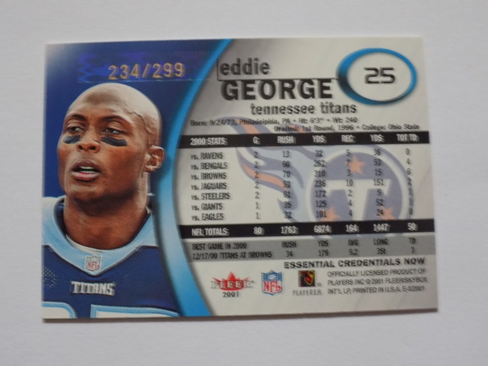 2001 Fleer EX Eddie George Card #25 Serial #234/299 Titans | eBay
