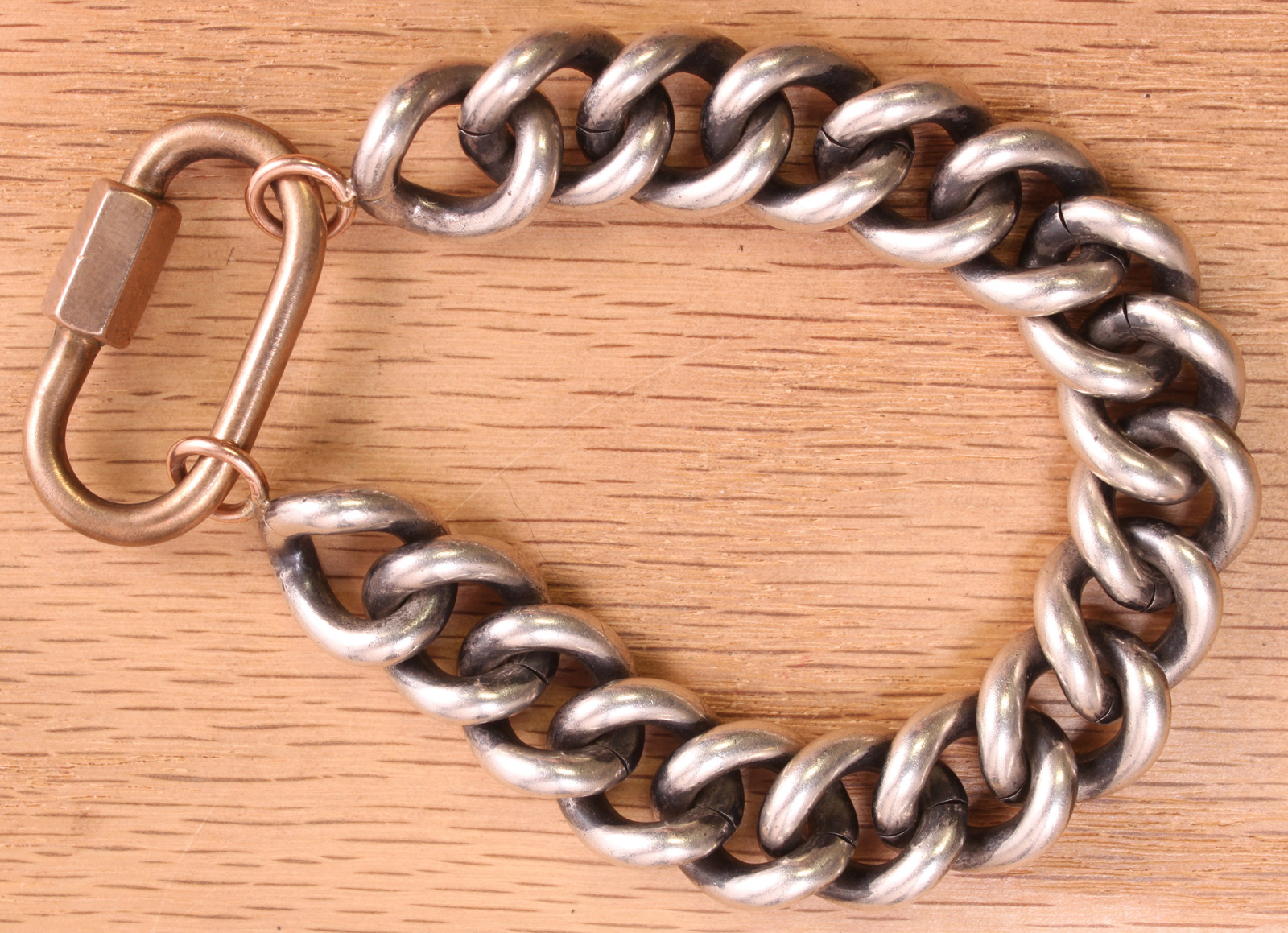 Heavy Handmade Sterling Silver Chain Bracelet X148B - Gem