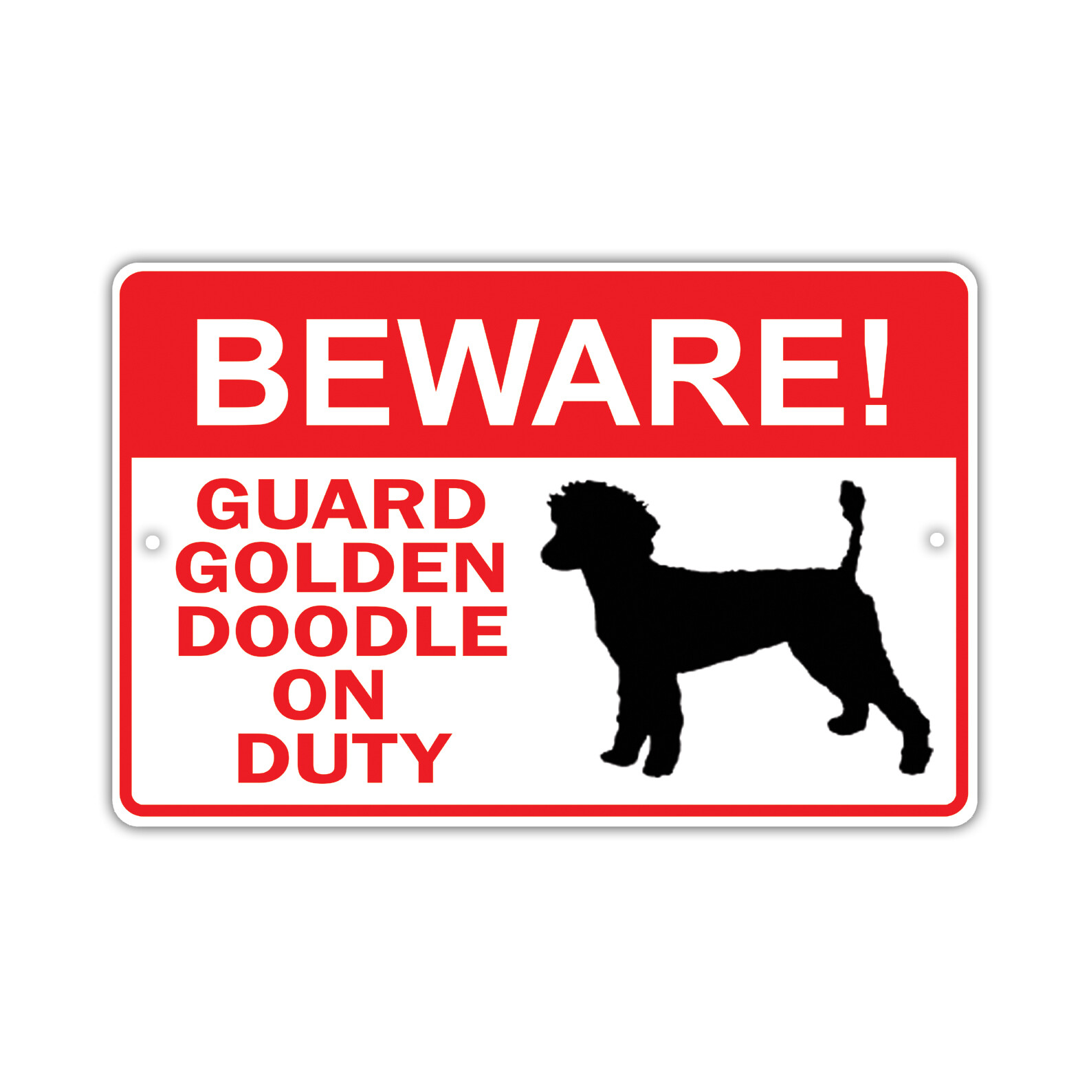 Beware! Guard Golden Doodle On Duty Dog Owner Novelty Notice Aluminum ...