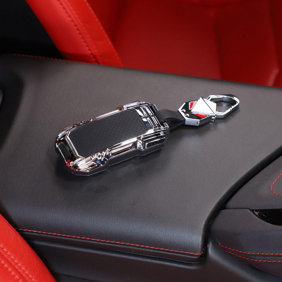 Gloss Alloy Key Fob Case Cover Shell Key Chain Fits Coupe Corvette C8 ...