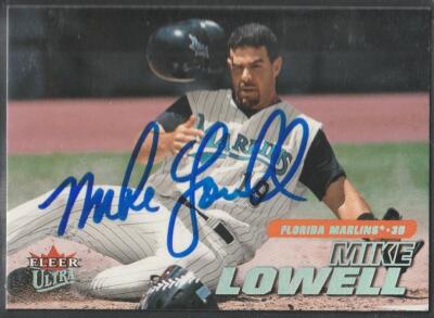 348, Original Autograph, Mike Lowell; Florida Marlins, 2001 Fleer Ultra ...