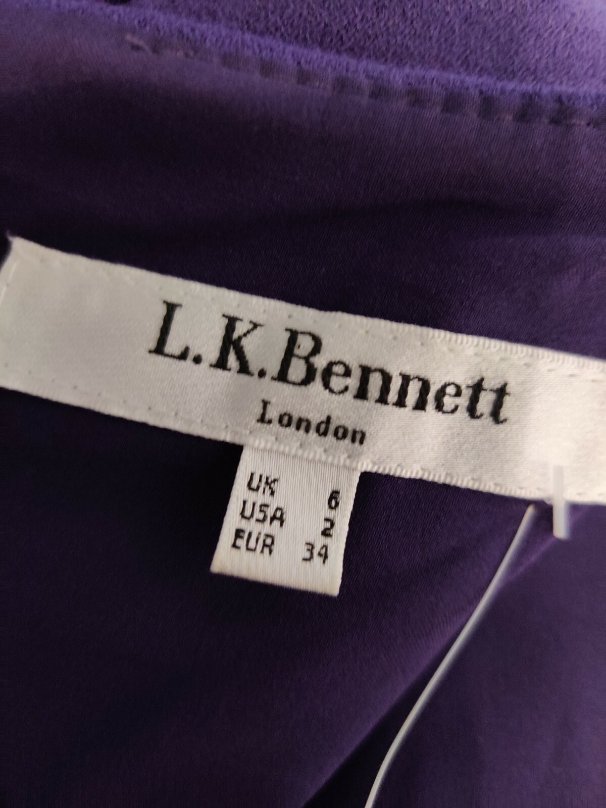 L.K.BENNET DR JOELLE FITTED DRESS SIZE UK 6 US 2 PURPLE LOOKING NEW ...