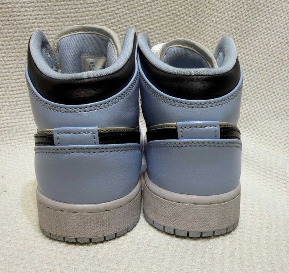 Nike Air Jordan 1 Mid 'Ice Blue' Black White UNC 555112-401 Size 3.5((F ...
