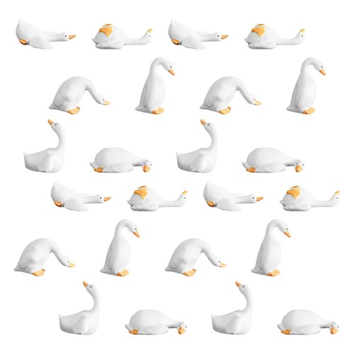 24pcs Miniature Goose Figurines: Mini Swan Statue Farm Animals Figures ...