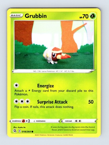 Grubbin SWSH08: Fusion Strike Common Non Holo 018/264 Pokemon NM/LP ...