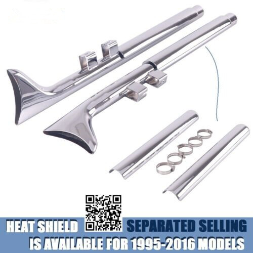 Chrome 36”Fishtail Slip On Exhaust Pipe for Harley Touring Road King ...