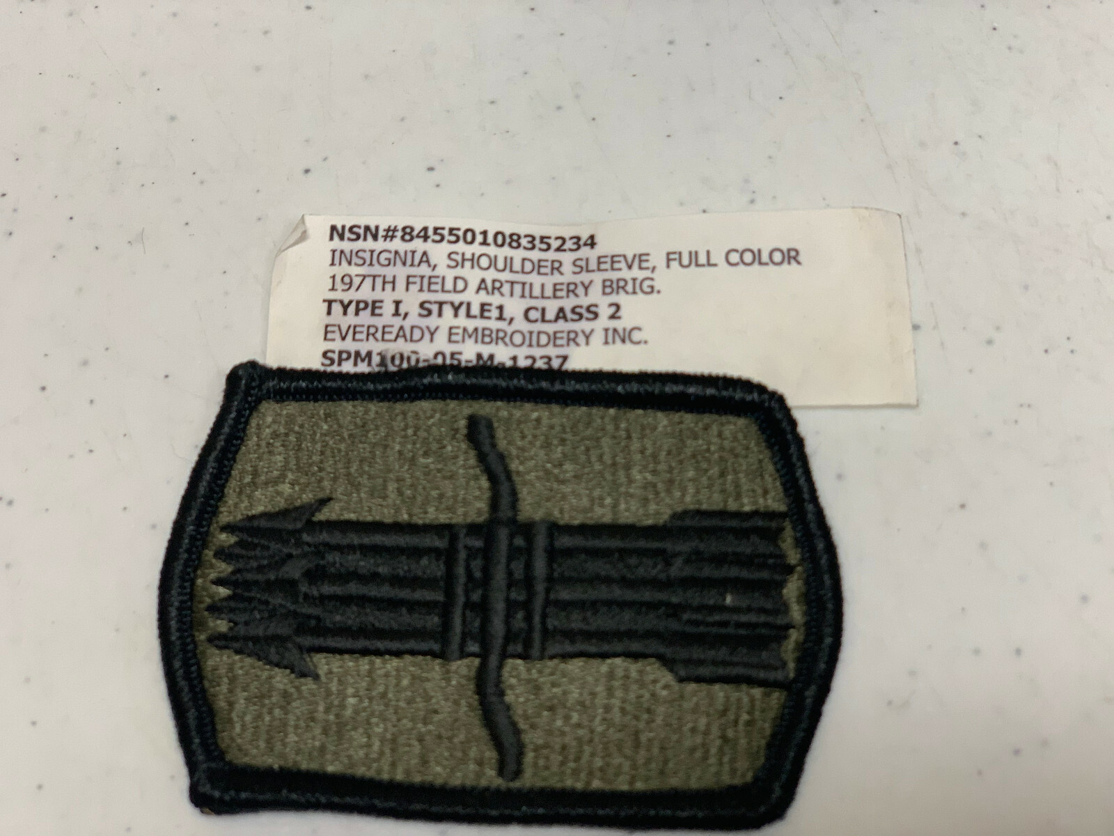 US ARMY 197TH FIELD ARTILLERY BRIGADE SUBDUED EMBROIDERED PATCH OD ...