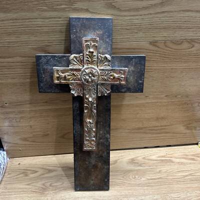 11” Wide X 19” Tall Hanging Wall Art Decor Metal Religious Cross Large ...