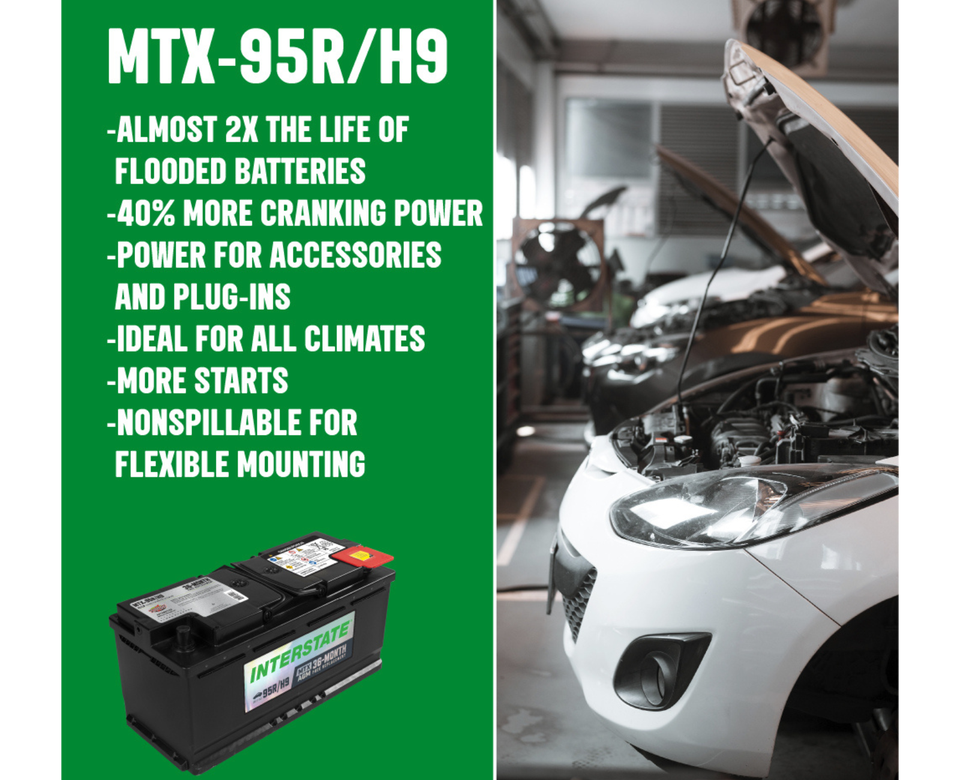 Interstate Batteries 12V 100Ah Group Size H9/95R SLI AGM Automotive ...