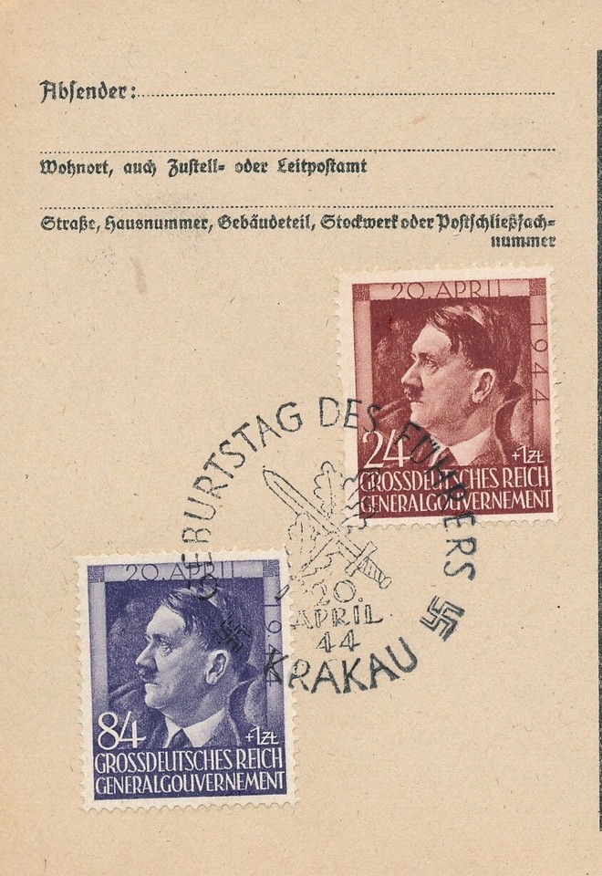 FDC Stamp Germany Poland General Gov't Mi 117-9 WWII FDC Hitler ...
