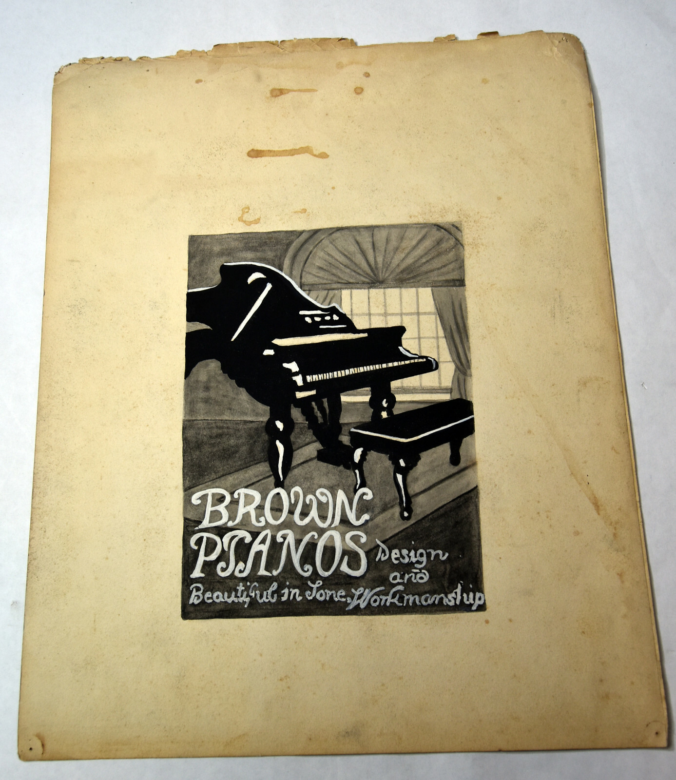 8" Antique 1920s Ink Drawing Mrs. Lester Bennett Advertising Brown ...