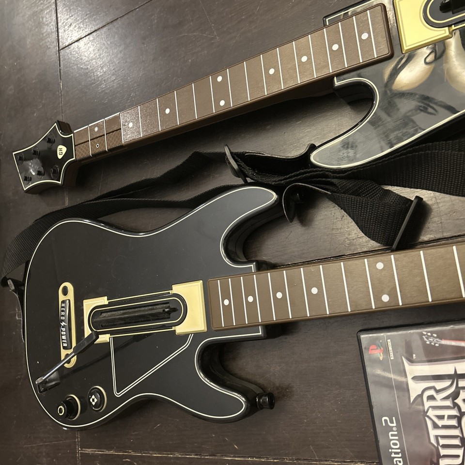 Playstation 2 PS2 Guitar Hero II + (2) Hero Power Wireless Guitar ...