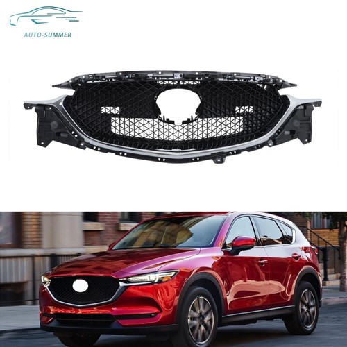 Front Bumper Grille Black W/Chrome Honeycomb Grill For 2017-2021 Mazda ...