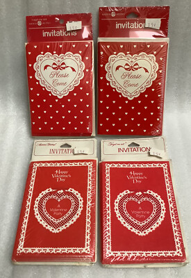 Vtg American Greetings Forget Me Not Valentine’s Party Invitations 4 ...