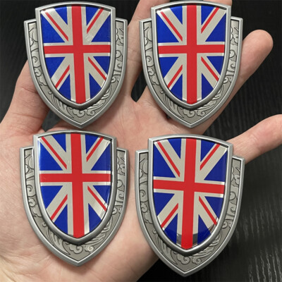 4x Metal UK Britain Flag Union Jack Car Trunk Rear Emblem Badge ...