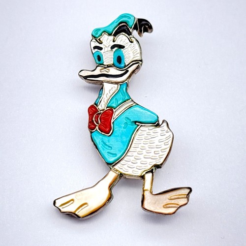 Vintage Zuni Zunitoon Duck Turquoise Coral Inlay Silver Pendant Pin ...