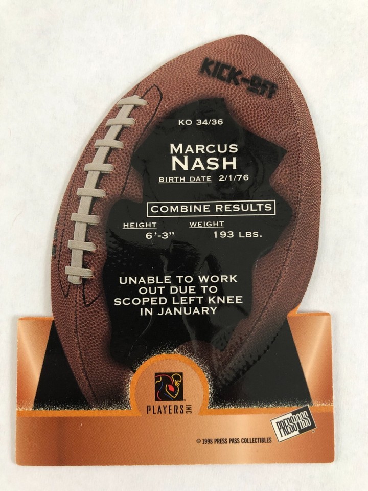 1998 Press Pass Kickoff Marcus Nash #34 Rookie RC Broncos | eBay