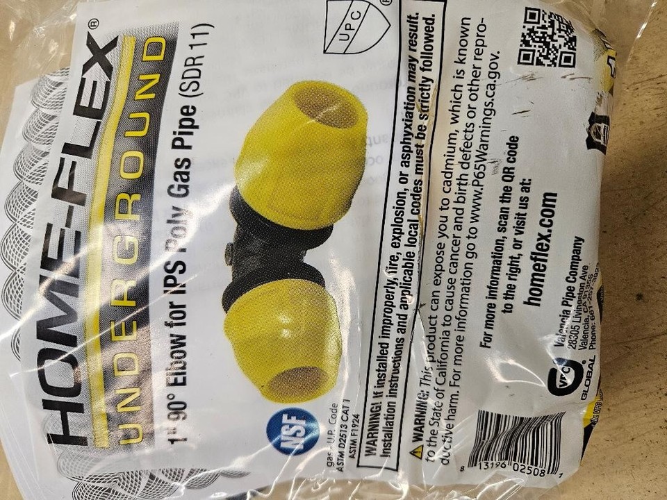 Home-Flex 1 in. IPs SDR 11 Underground Yellow Poly Gas Pipe 90-Degree ...